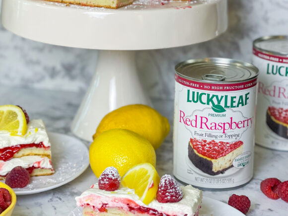 Raspberry Lemon Cake Bars - Lucky Leaf